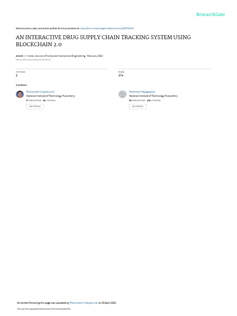 Blockchain Drug Supply Chain System | PDF | Supply Chain | Electronic Health Record