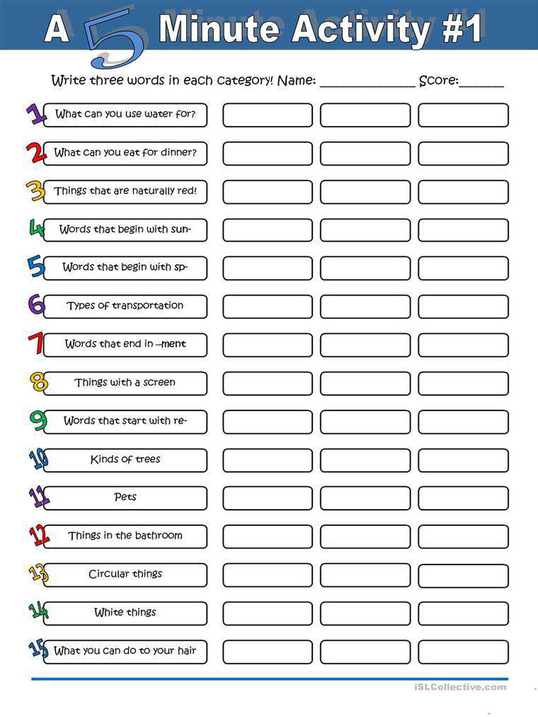 A 5 Minute Activity 1 Activities Promoting Classroom Dynamics Group ...
