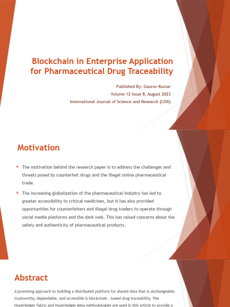 Blockchain in Enterprise Application For Pharmaceutical Drug Traceability | PDF | Enterprise ...