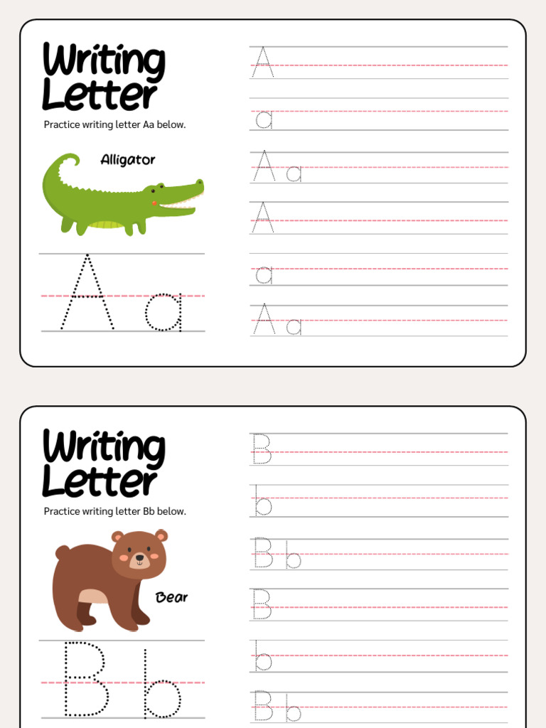 Writing Letter Worksheet White and Black Cute Style | PDF | Languages ...