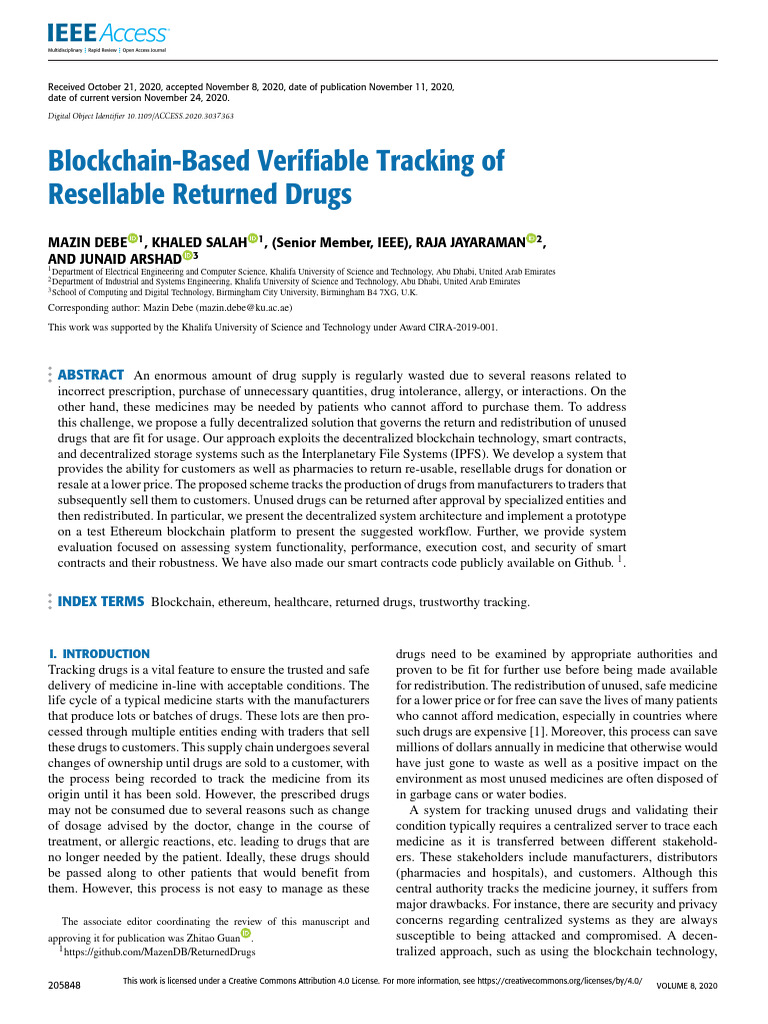 Blockchain-Based Verifiable Tracking of Resellable Returned Drugs | PDF | Food And Drug ...