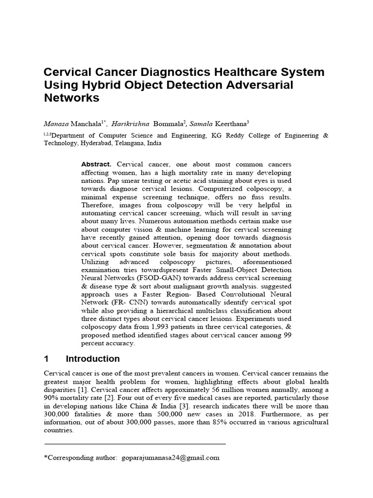 Cervical Cancer Diagnostics Healthcare System Using Hybrid Object Detection Adversarial Networks