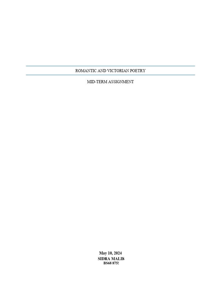 Romantic vs. Victorian Poetry Analysis | PDF | Romanticism | Poetry