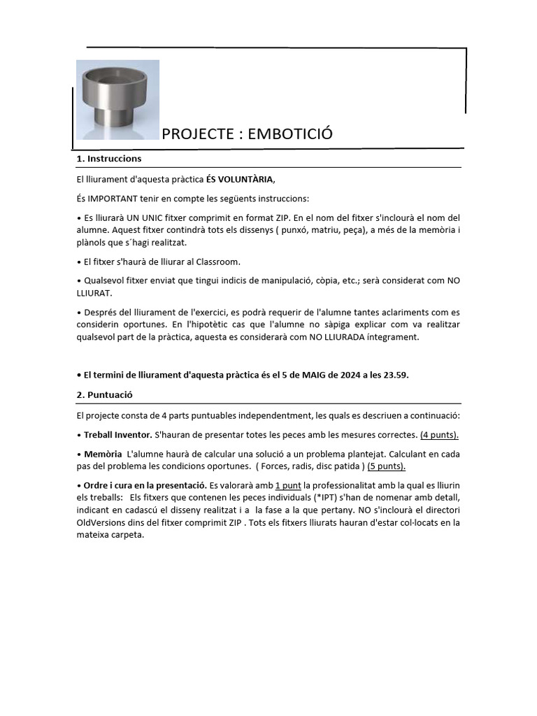 Projecte Embotició | PDF