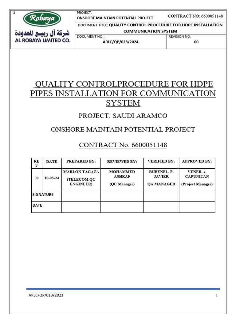 HDPE Installation Procedure | Download Free PDF | Pipe (Fluid ...