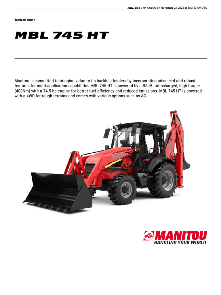 MBL 745 HT | PDF | Four Wheel Drive | Loader (Equipment)