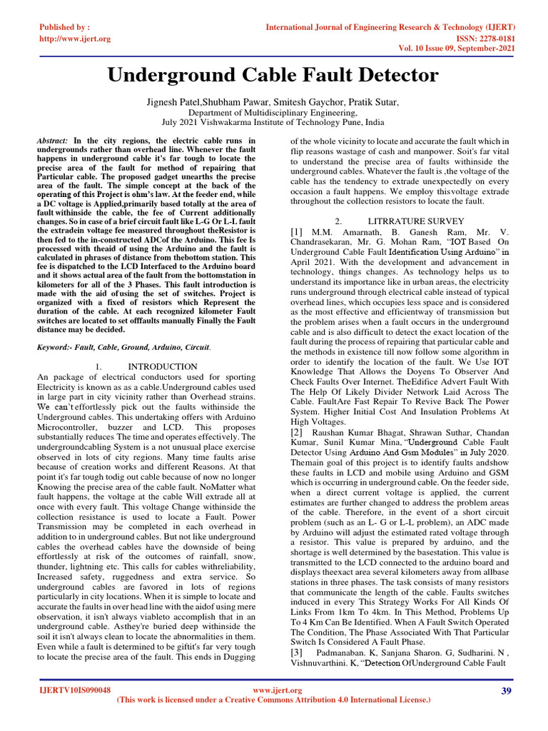 Underground Cable Fault Detector IJERTV10IS090048 | PDF | Rectifier ...