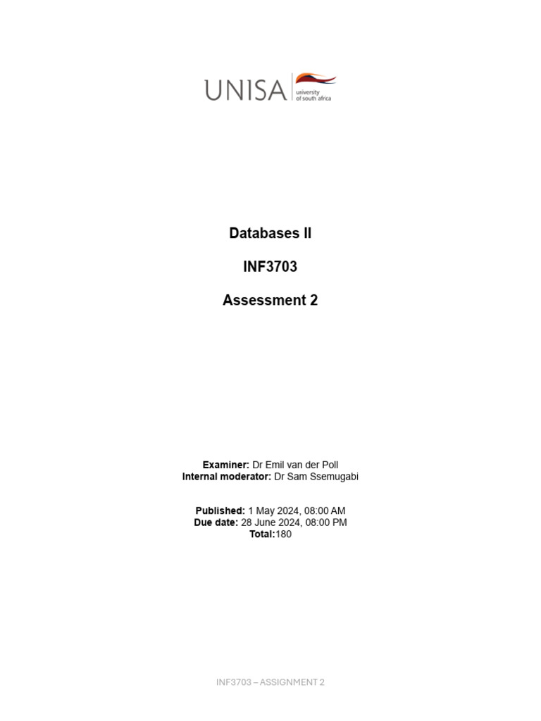 INF3703 Assignment 2: Databases II | PDF | Databases | Smartphone