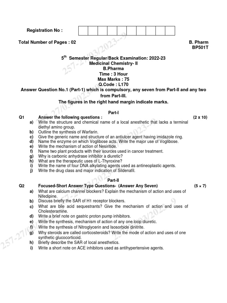 5th-sem-2022-23 | PDF | Pharmaceutical Formulation | Pharmacology