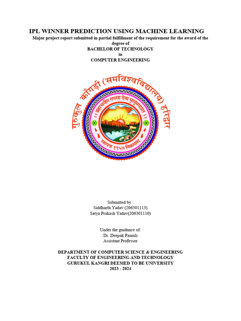 Ipl Winner Prediction Using Machine Learning | PDF | Linear Regression | Logistic Regression