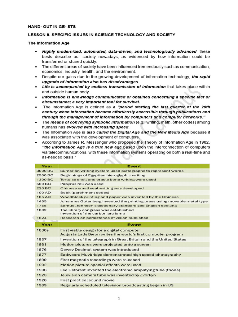 The Information Age: Impacts and Challenges | PDF | Information | Society