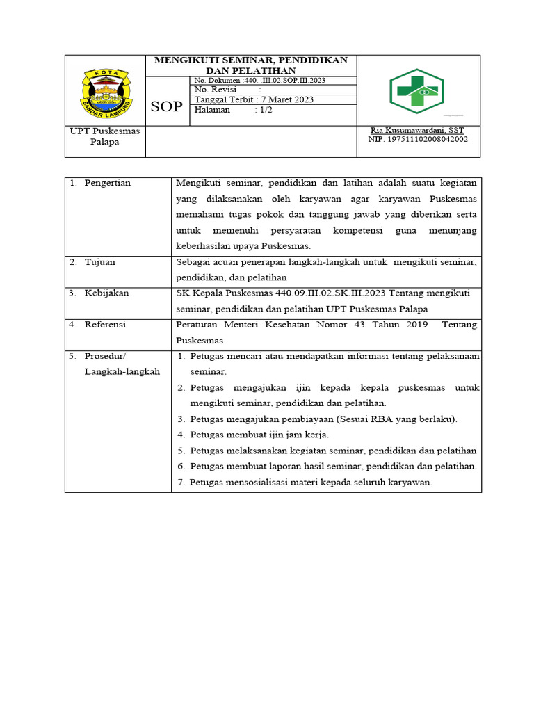 Format Sop Palapa | PDF | Karier & Perkembangan | Pengelolaan Keuangan & Uang