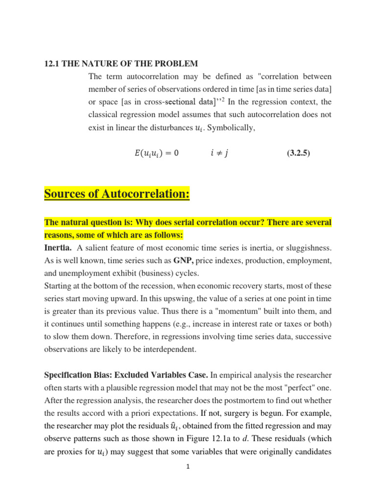 Sources of Autocorrelation | PDF | Ordinary Least Squares | Autocorrelation
