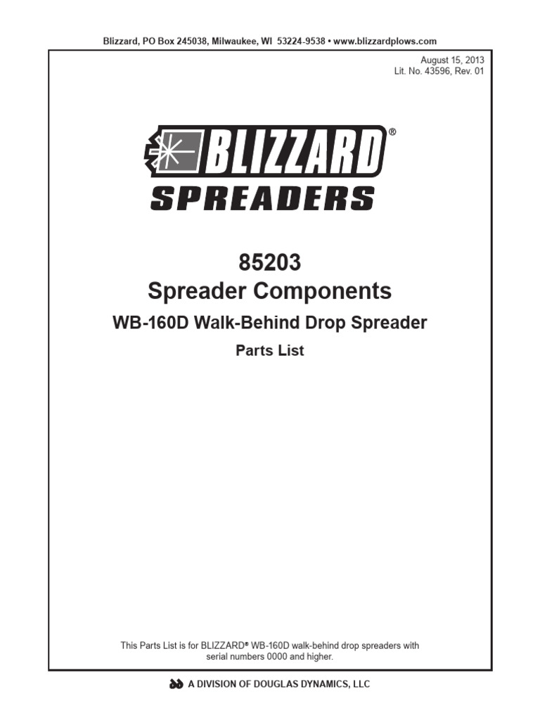 Spreader Components: WB-160D Walk-Behind Drop Spreader | PDF | Screw