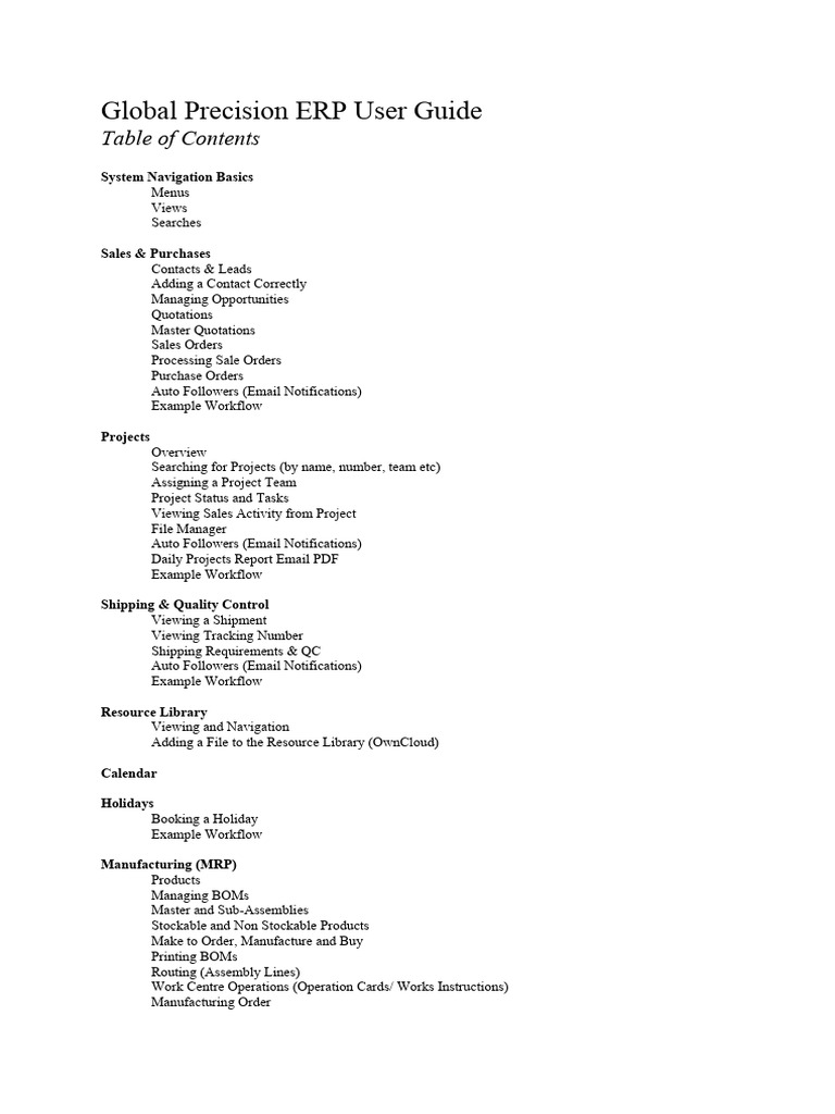 Global Precision ERP User Guide: System Navigation Basics | PDF | Computer File | Teaspoon