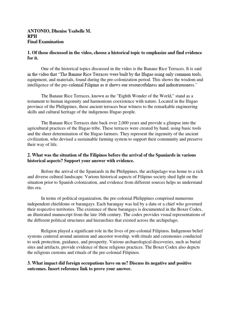 Antonio RPH Finals | PDF | Philippines | Colonialism