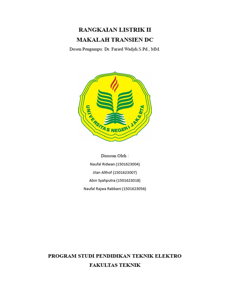 Makalah Rangkaian Listrik Ii - Kelompok 1 - Transien | PDF | Sains ...