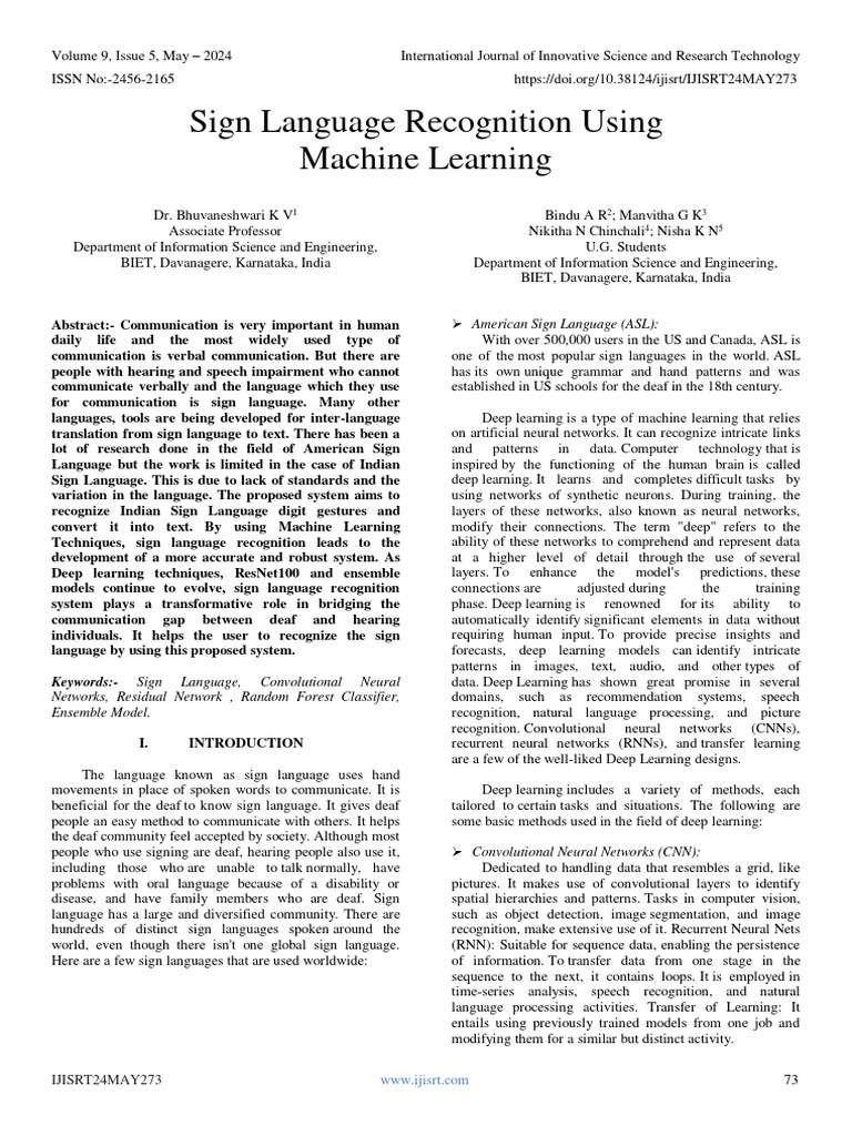 Sign Language Recognition Using Machine Learning | PDF | Deep Learning ... Sign Language Recognition Using Machine Learning | PDF | Deep Learning ...
