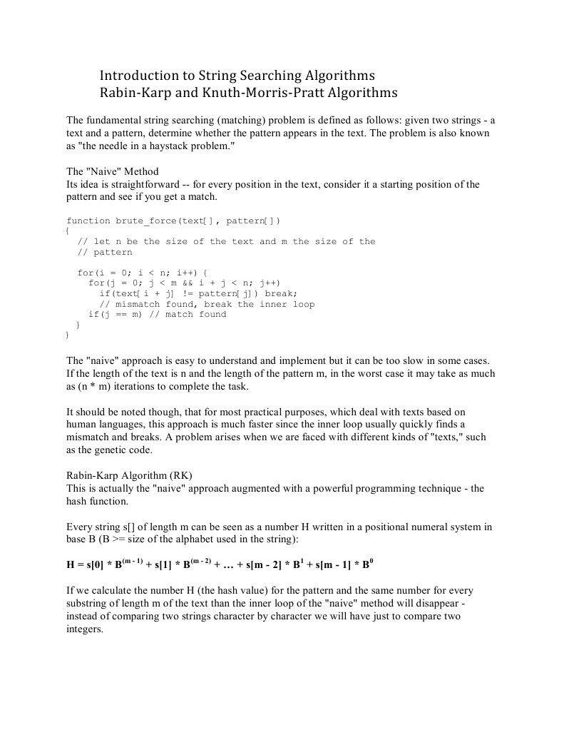 Introduction To String Searching Algorithms | PDF | String (Computer ...