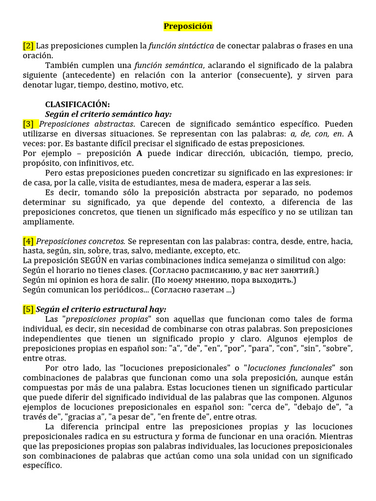 Guía de Preposiciones en Español | PDF | Preposición y Postposición | Palabra
