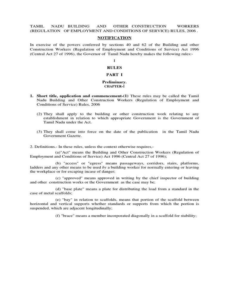 BOCW Rules | PDF | Employment | Scaffolding