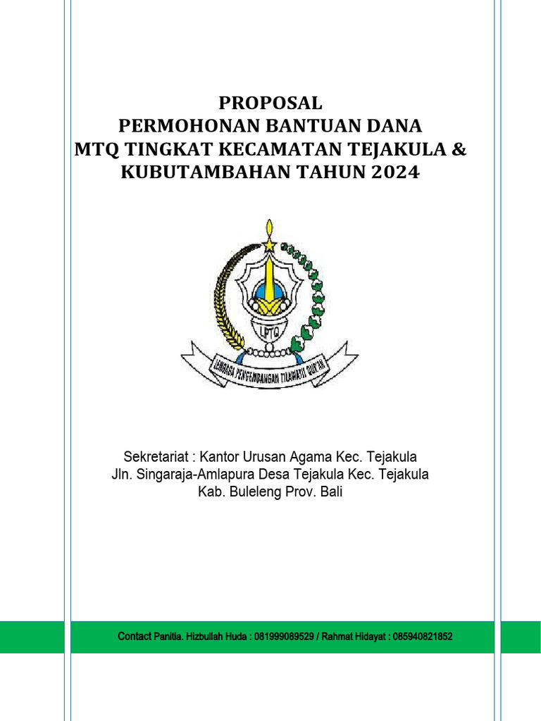Proposal Dana MTQ Tejakula 2024 | PDF