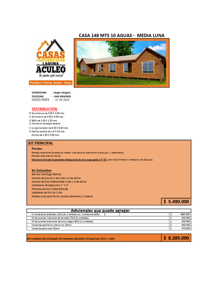 Casa Prefabricada 148m² 5D/2B en Venta | PDF