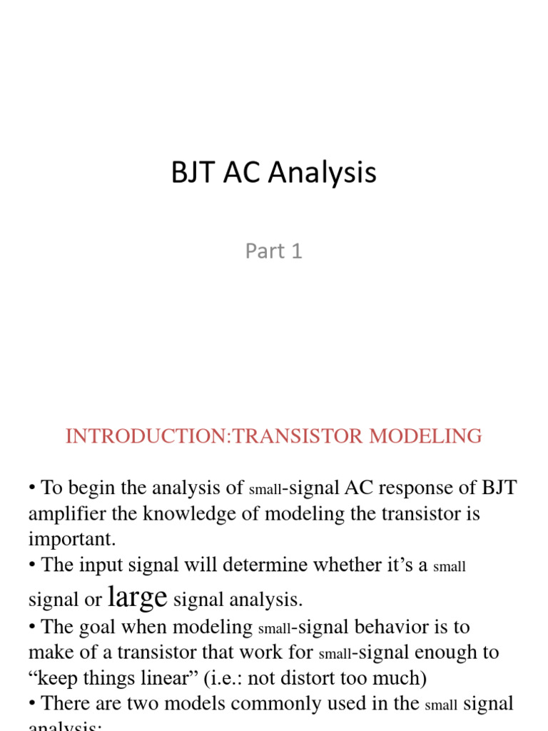 BJT Amplifier AC Analysis Guide | PDF | Amplifier | Bipolar Junction ...