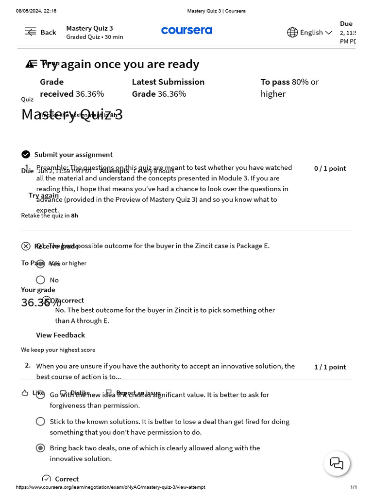 Mastery Quiz 3 Coursera Pdf
