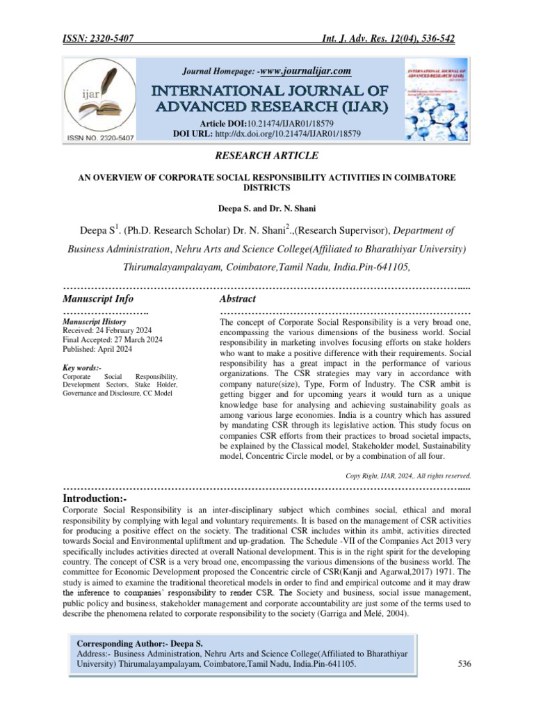 CSR Activities in Coimbatore District | PDF | Corporate Social ...