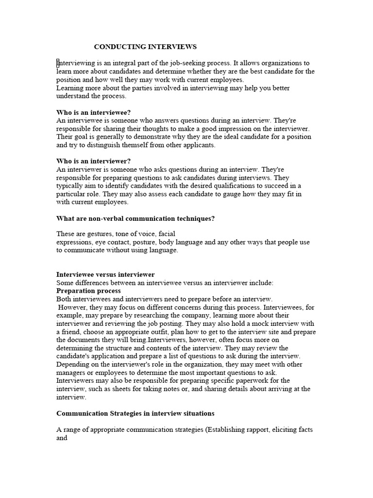 Communication Strategies Used in Interviews | PDF | Interview | Nonverbal Communication