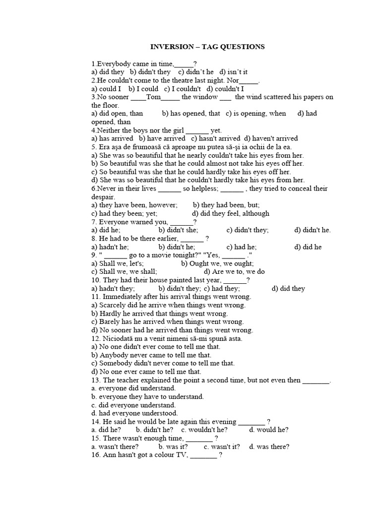 Inversion - Tag questions | PDF