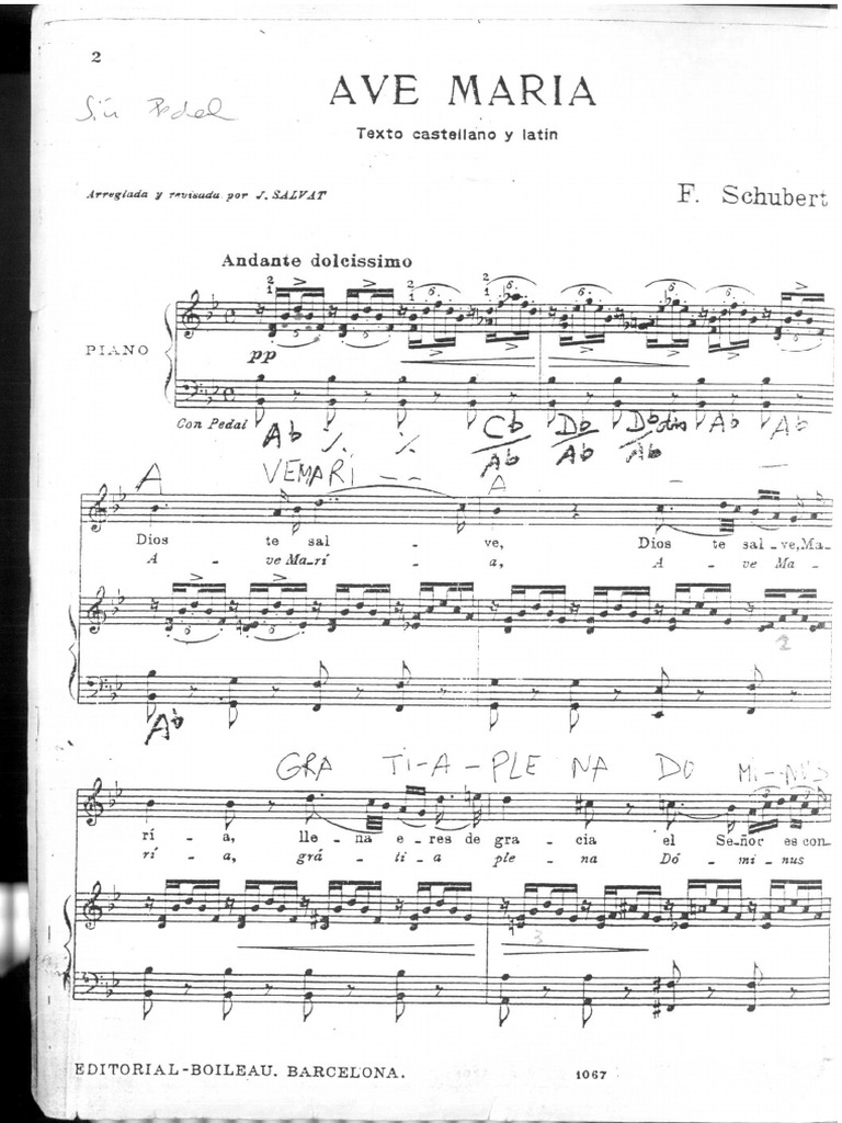 F. SCHUBERT - Ave María (Latín) | PDF