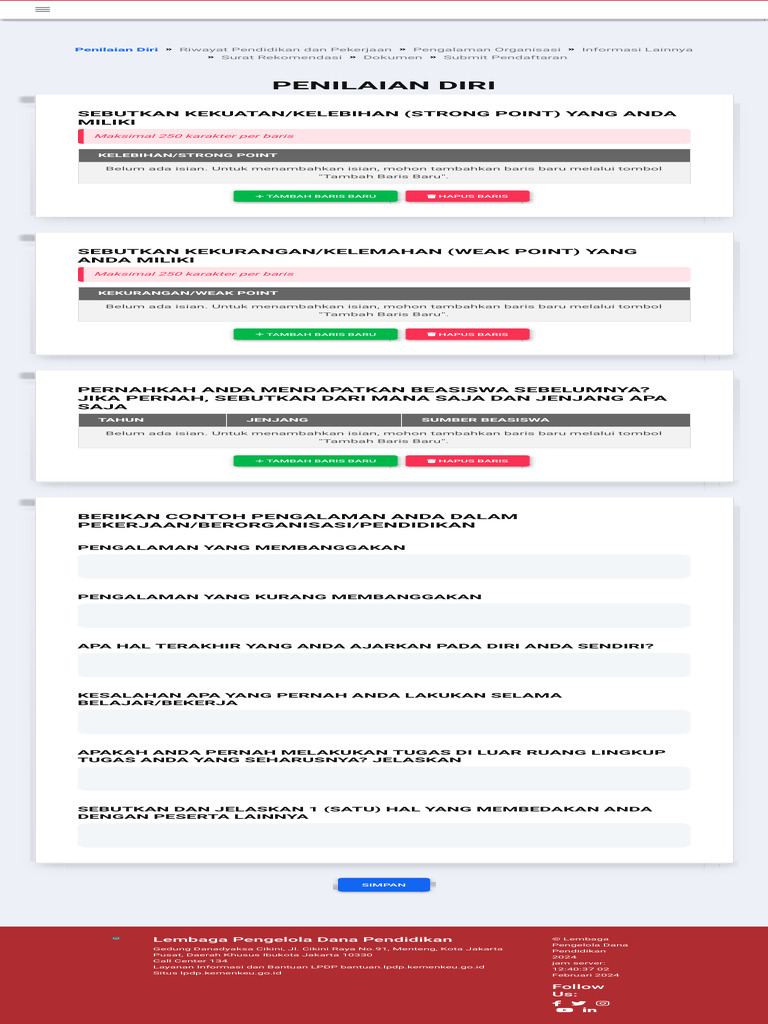 Beasiswa LPDP - PenilaianDiri | PDF