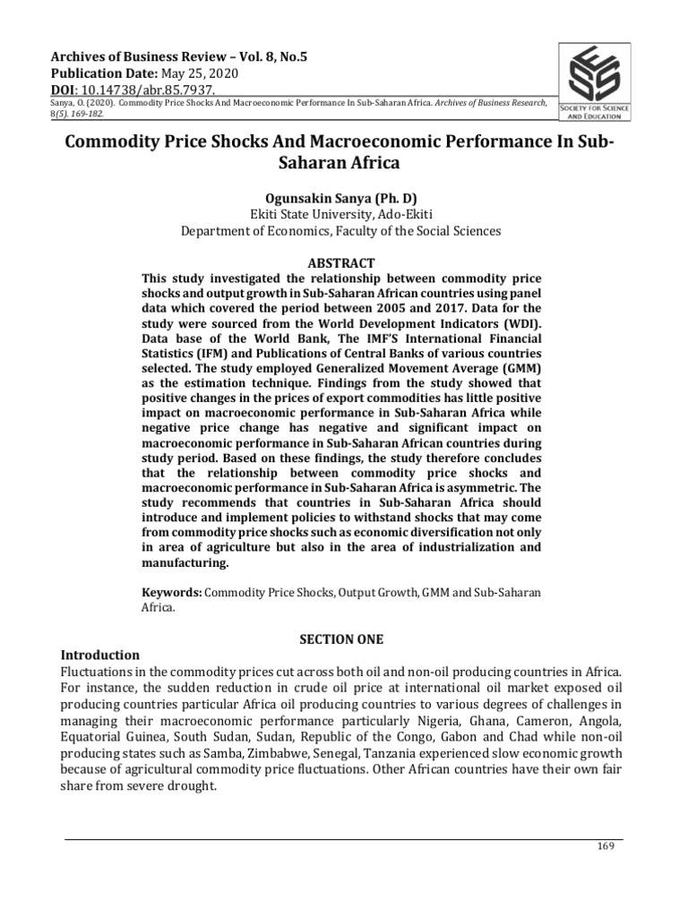 Commodity Price Shocks and Macroeconomic Performance in Sub | PDF ...