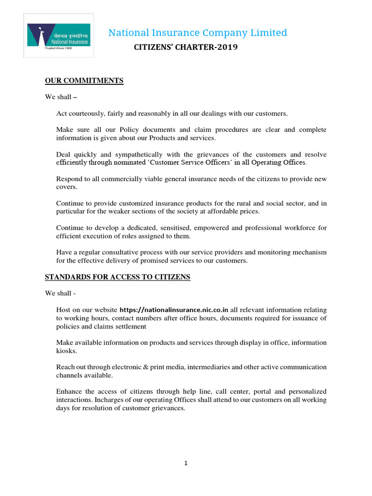 Citizens' Charter | PDF | Insurance | Receipt