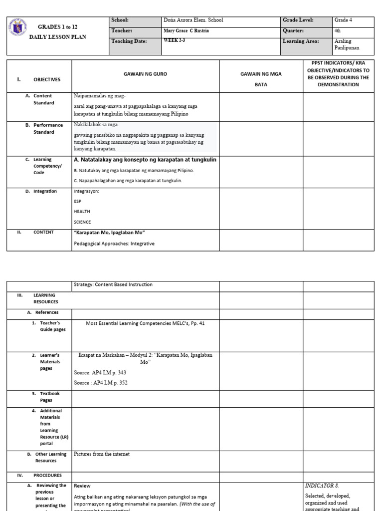 GRADE 4 DLP AP | PDF