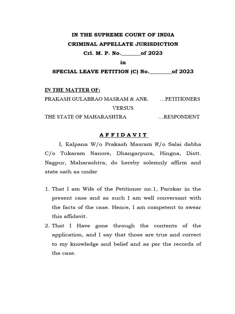 Affidavit in Supreme Court Case 2023 | PDF | Affidavit | Separation Of ...