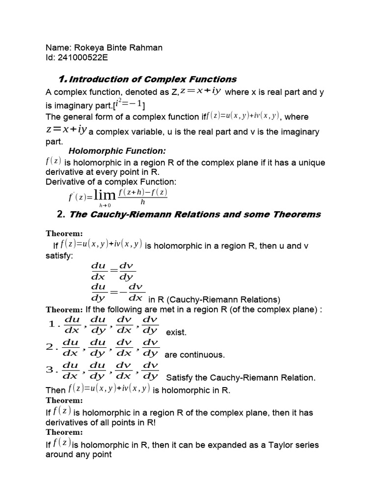 Math | PDF | Complex Analysis | Holomorphic Function