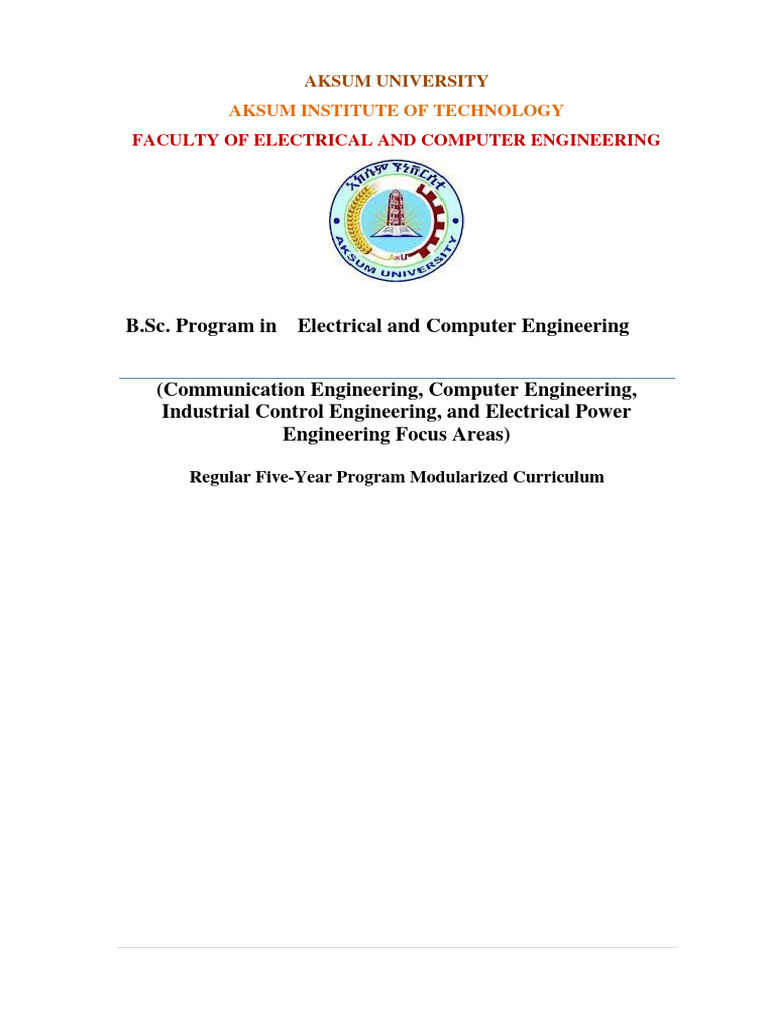 Aksum University Electrical Engineering Curriculum | PDF | Engineering ...