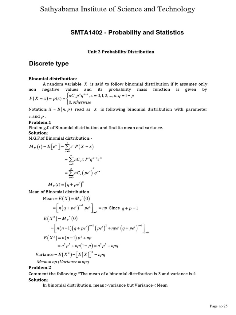 Unit-2 Probability Distribution | PDF | Probability Distribution | Probability Density Function