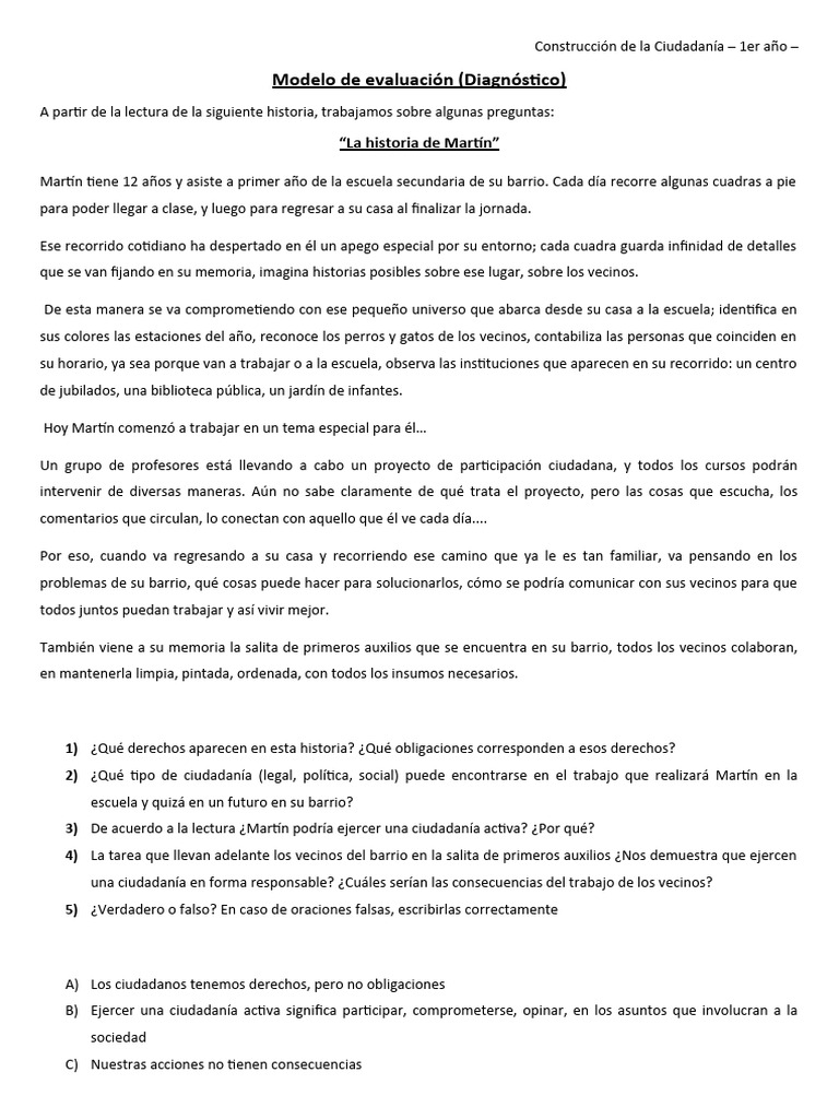 Modelo De Evaluacion Diagnostica Construccion De La Ciudadania 4103