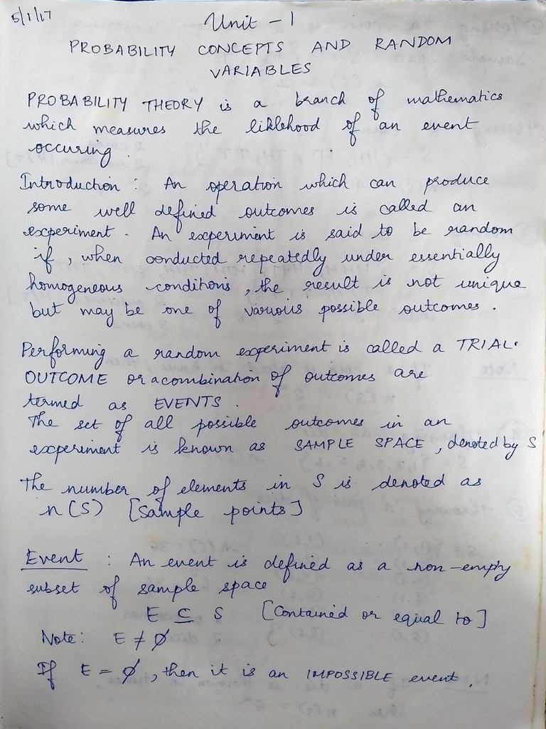 Unit 1-Prob & Stats | PDF