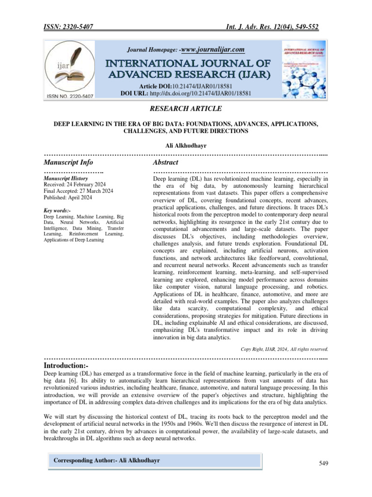 Deep Learning: Big Data Era Insights | PDF | Artificial Neural Network ...