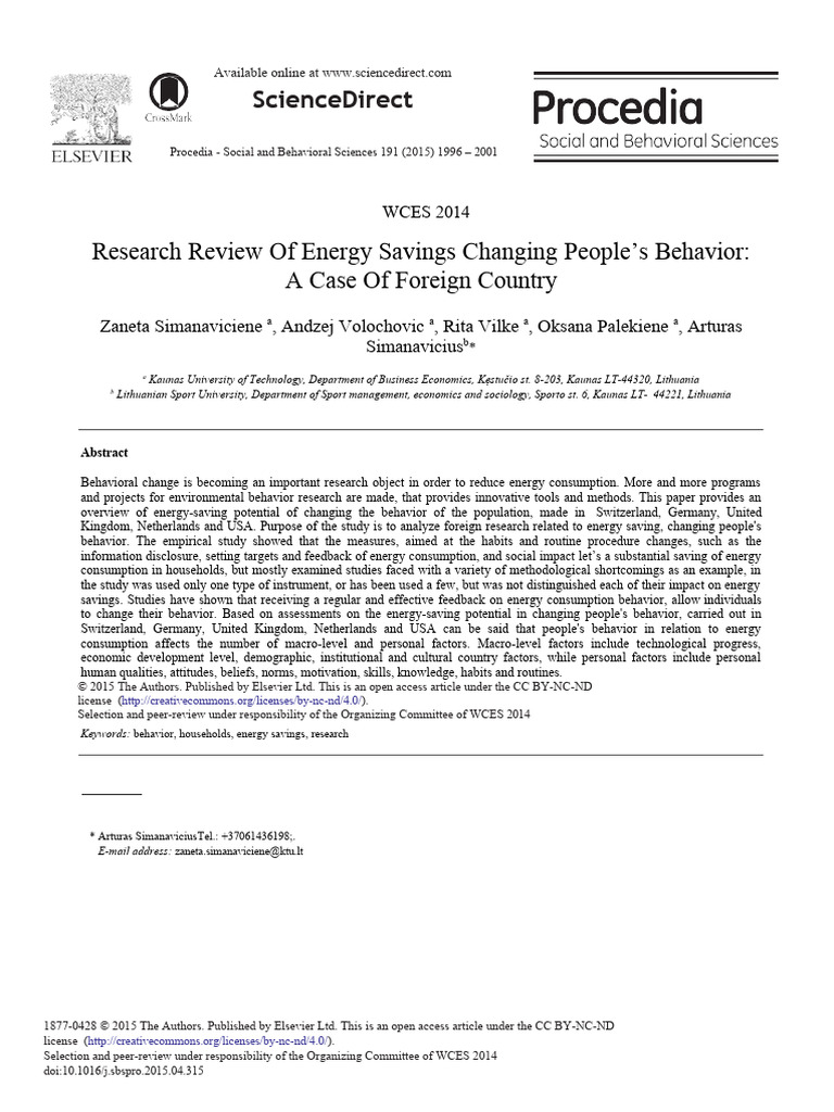 Research Review of Energy Savings Changing | PDF | Energy Conservation ...