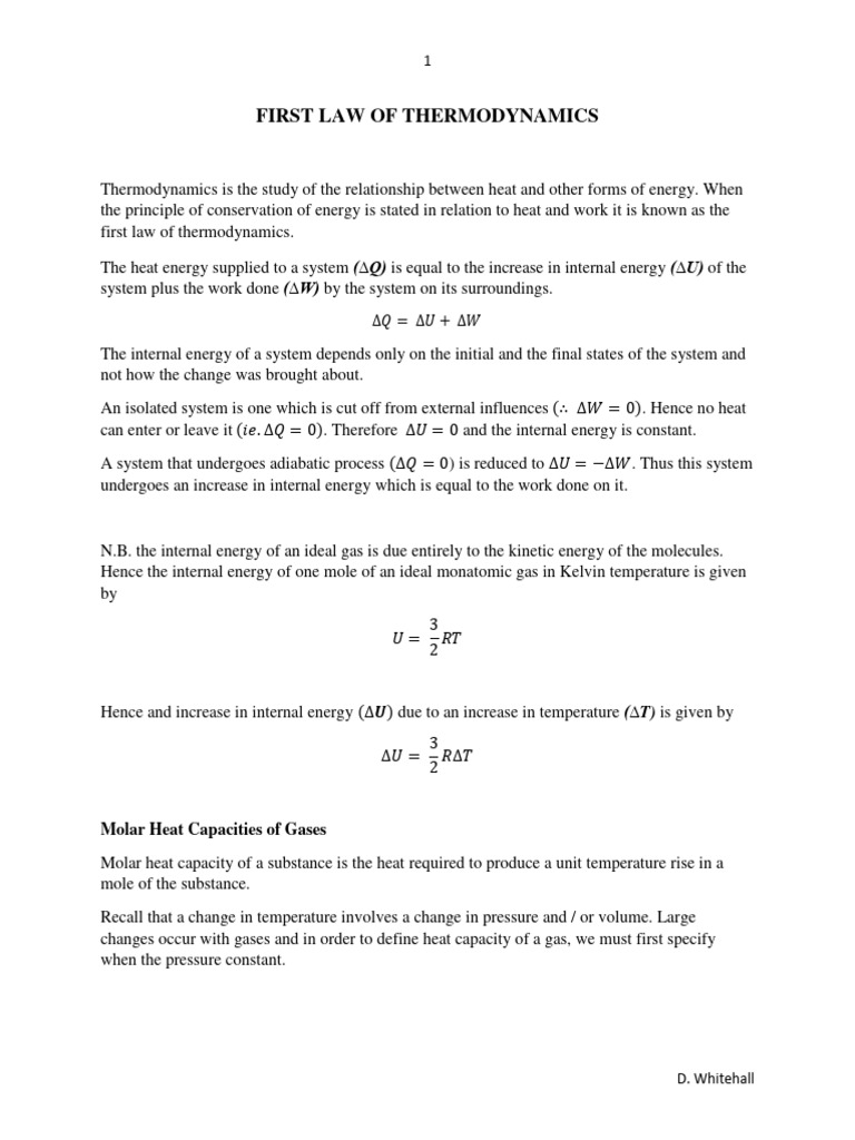 3.5 First-Law-Of-Thermodynamics | PDF | Heat | Gases