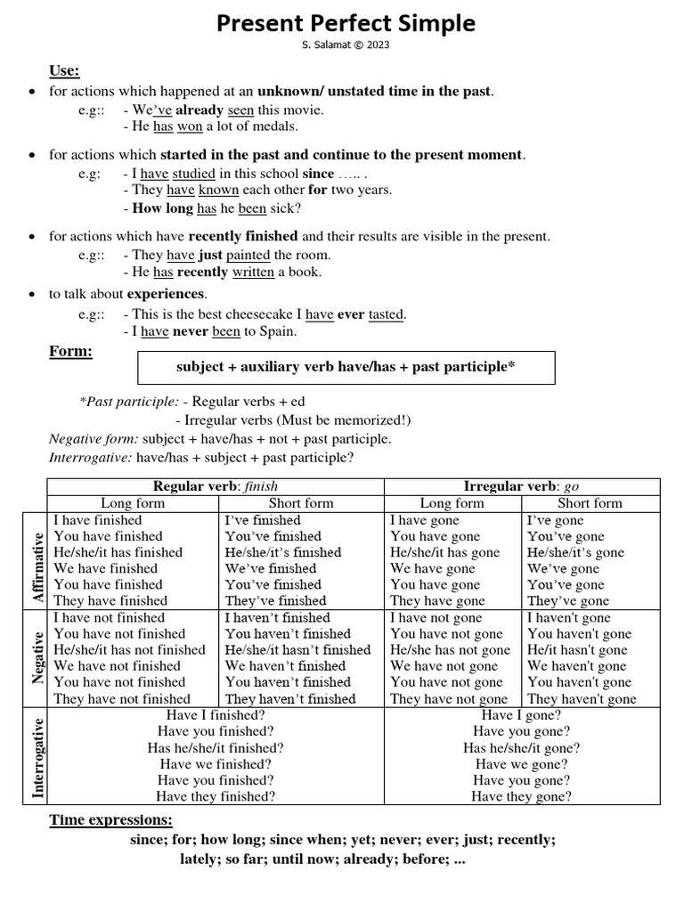 Present Perfect Simple | PDF | Verb | Language Families