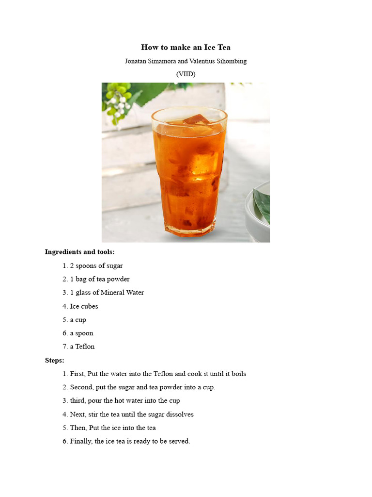 How To Make An Ice Tea | PDF