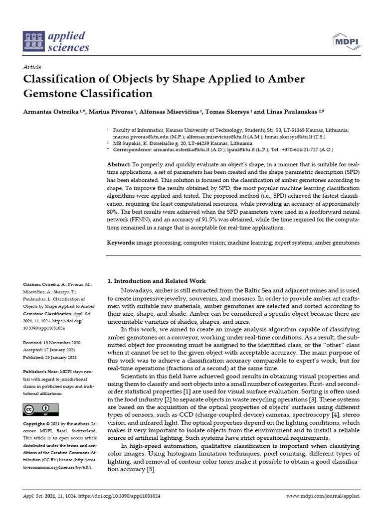 Classification of Objects by Shape Applied To Ambe | Download Free PDF | Statistical ...