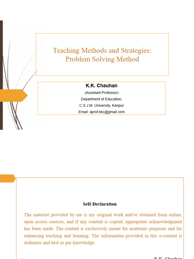 Teaching Methods And Strategies Problem Solving Method PDF Critical